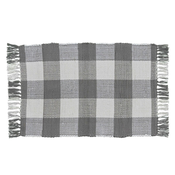 Wicklow Check in Dove Gray Woven Rag Rug 36" x 60" Rectangle - The ...